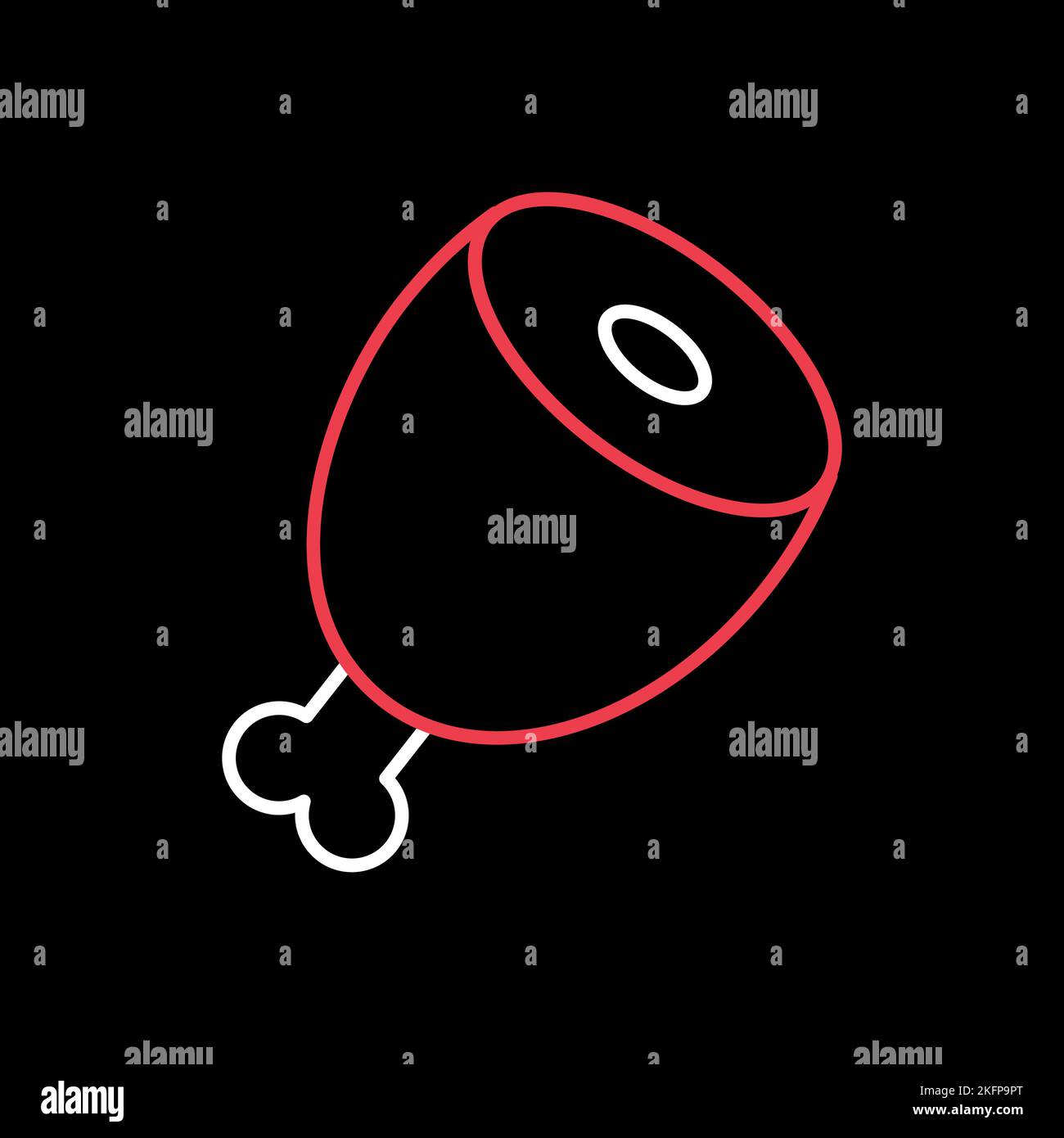 Meat leg isolated on dark background icon. Farm animal sign. Graph ...