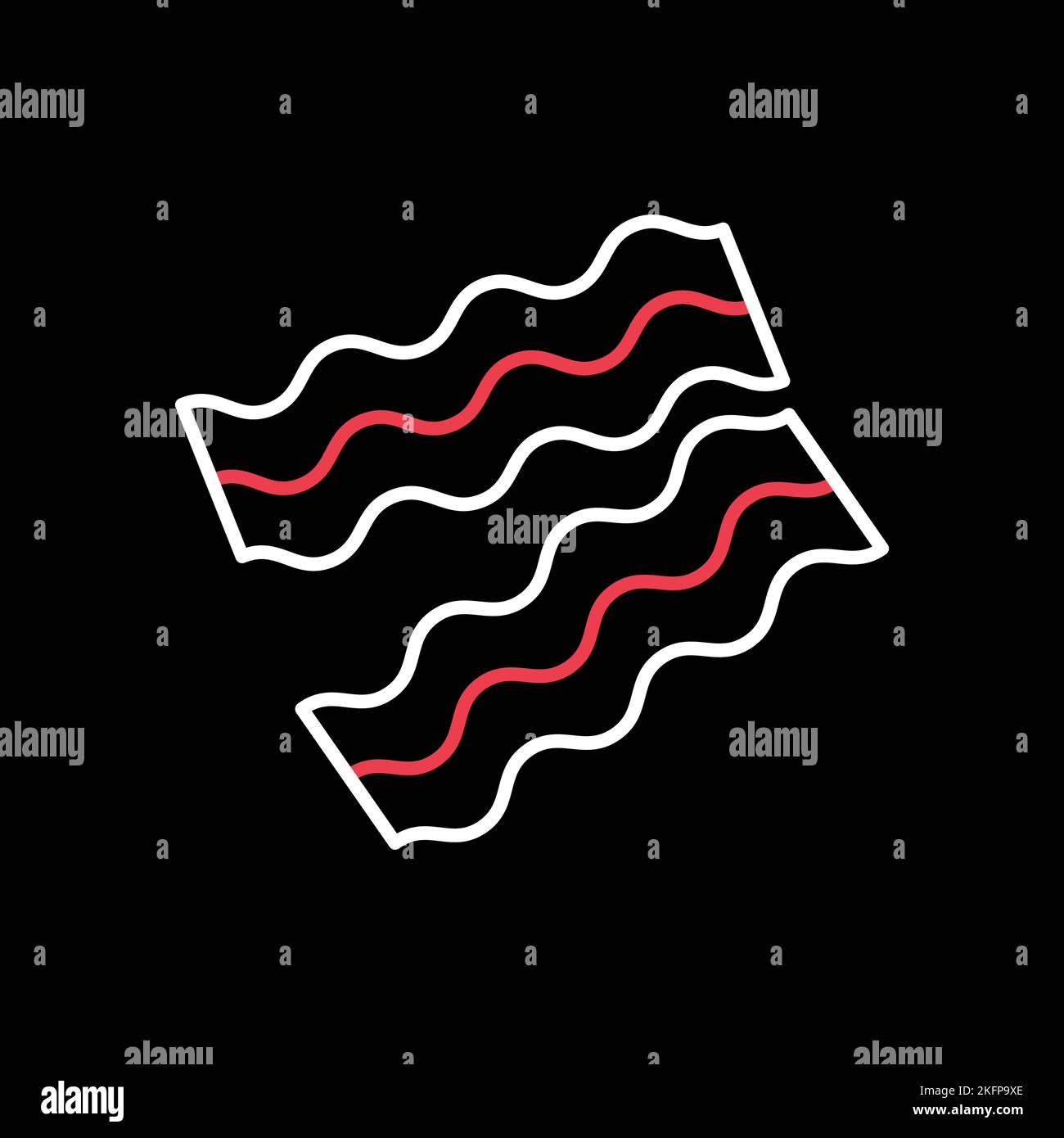 Bacon pieces isolated on dark background icon. Farm animal sign. Graph ...