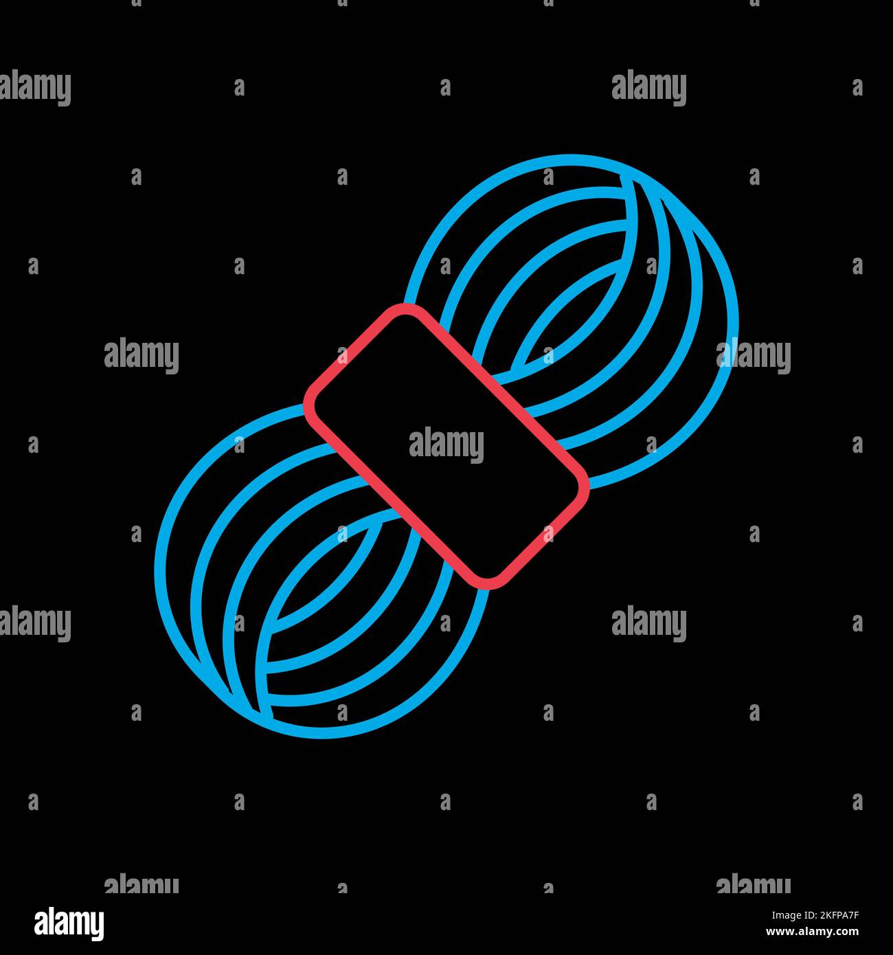 Roll of yarn isolated on dark background icon. Farm animal sign. Graph ...