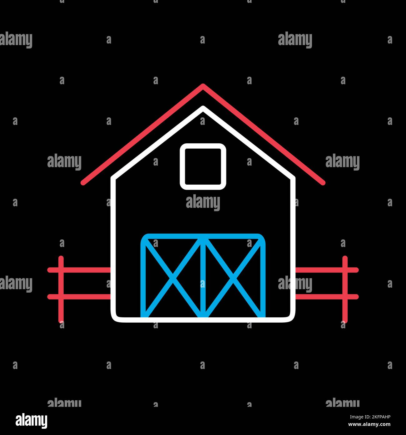 Barn isolated on dark background icon. Farm animal sign. Graph symbol ...