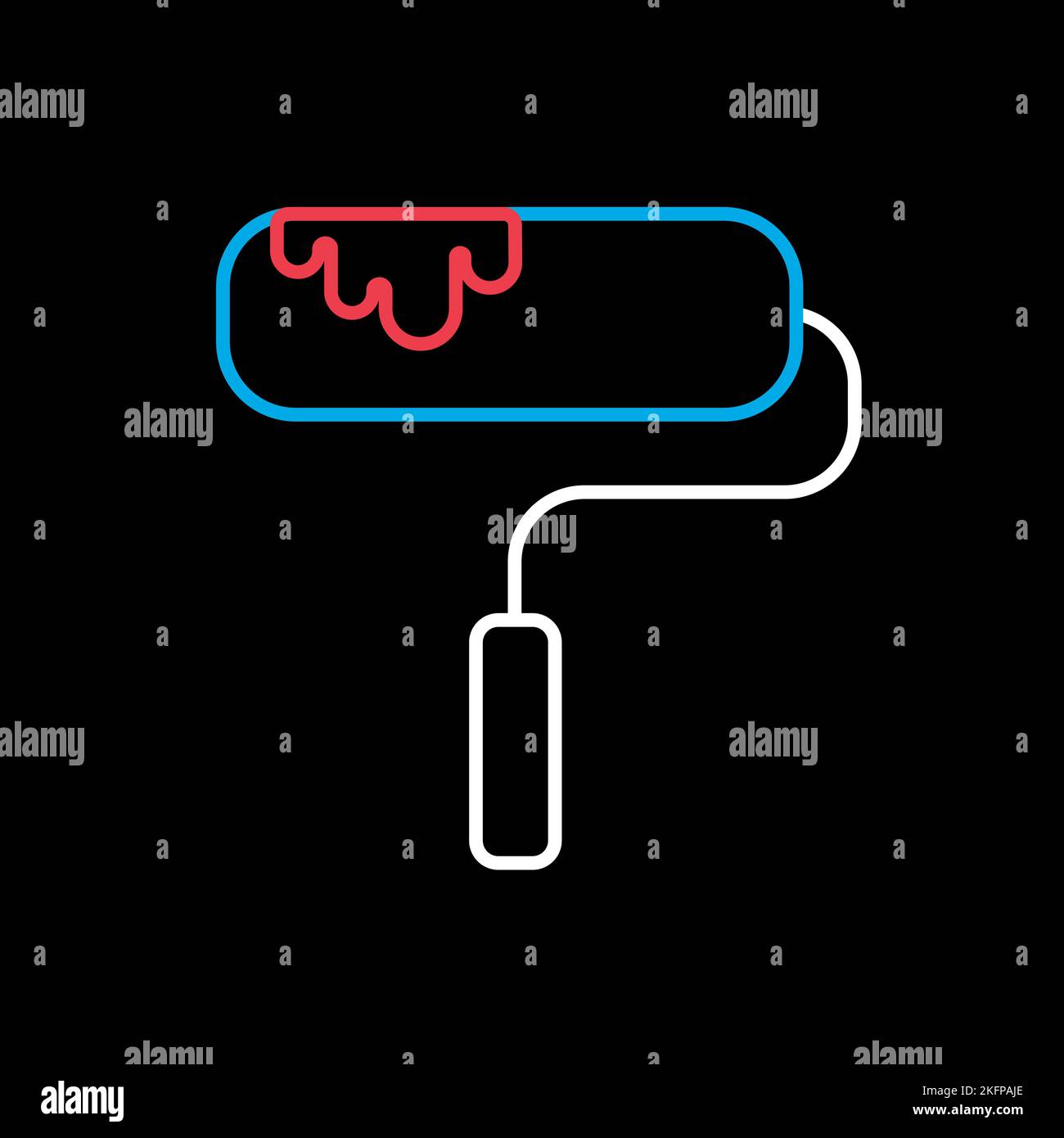 Paint Roller vector on dark background icon. Construction, repair and ...
