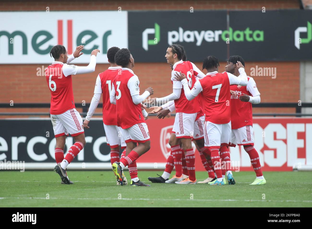 Borehamwood, UK. 19th Nov, 2022. Khayon Edwards of Arsenal U23's ...