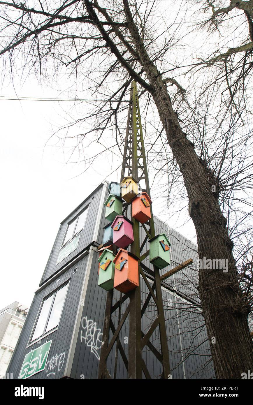 Decorated and colourful bird boxes in Copenhagen, Denmark ...