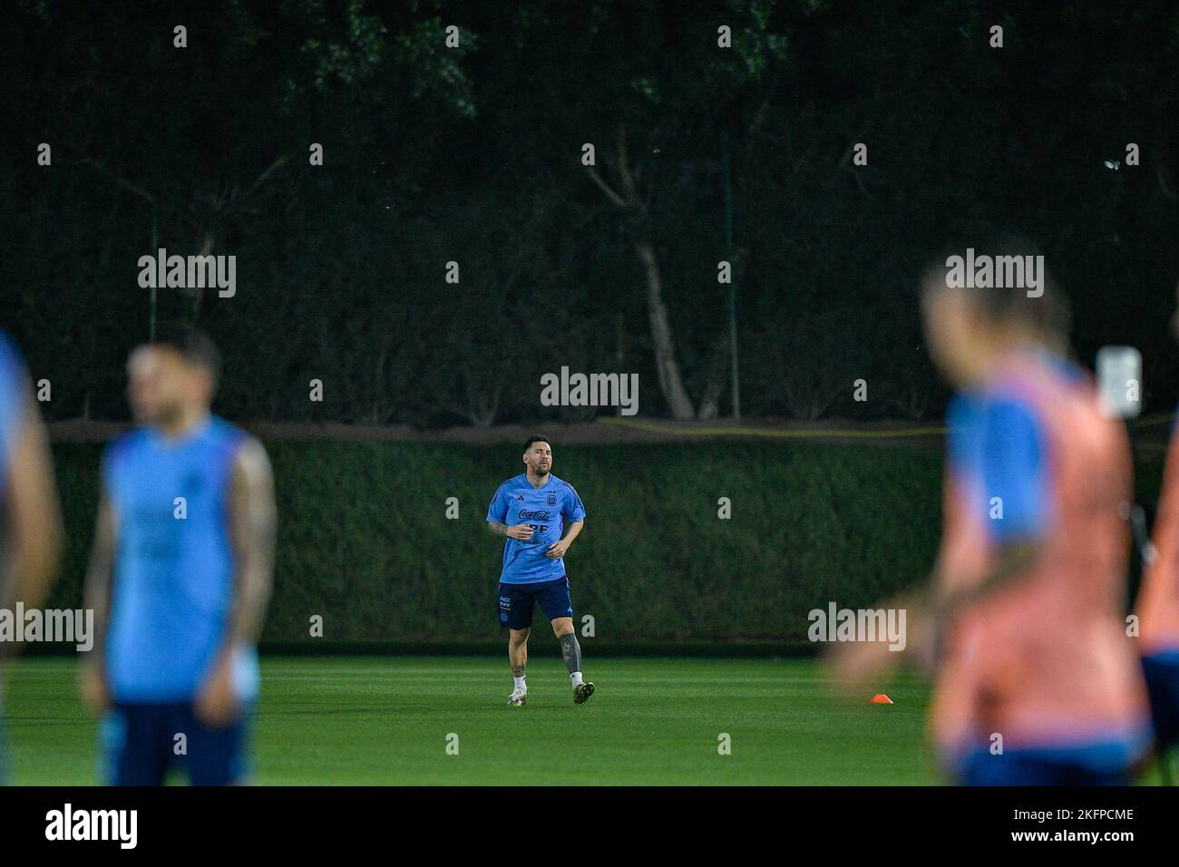 DOHA, QATAR - NOVEMBER 19: Lionel Messi of Argentina trains alone from ...