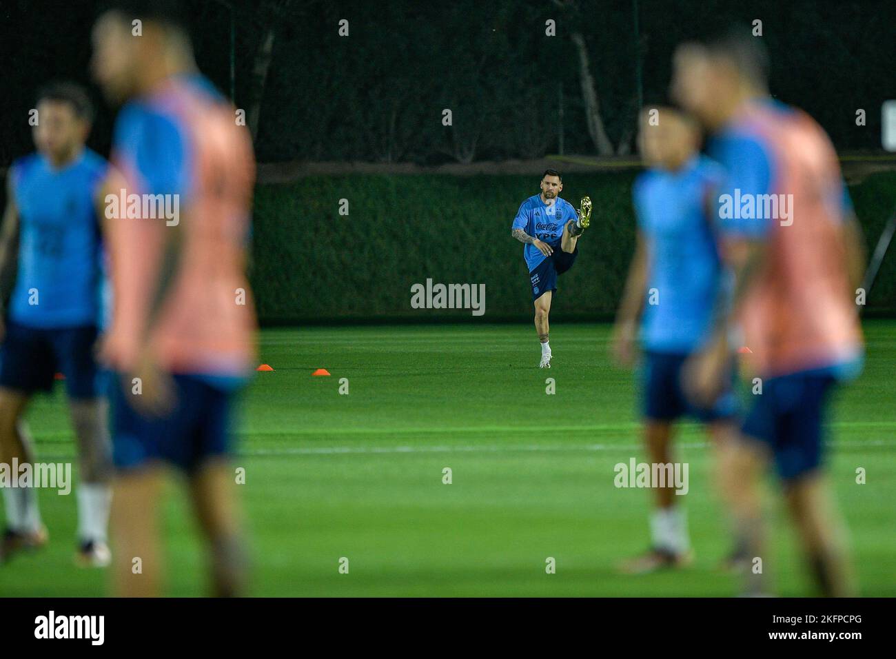 DOHA, QATAR - NOVEMBER 19: Lionel Messi of Argentina trains alone from ...