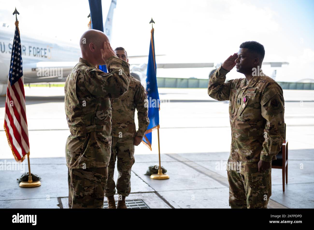 U.S. Air Force Lt. Col. Joseph Hayes Jr. (right), renders his final salute as the 5th ...