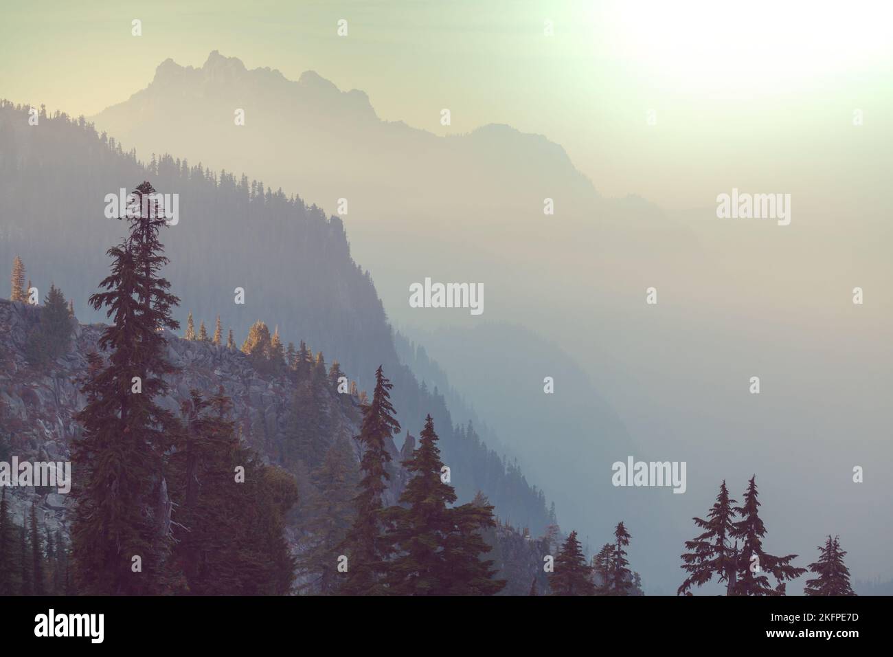 mountain silhouette at sunrise in spring season Stock Photo - Alamy