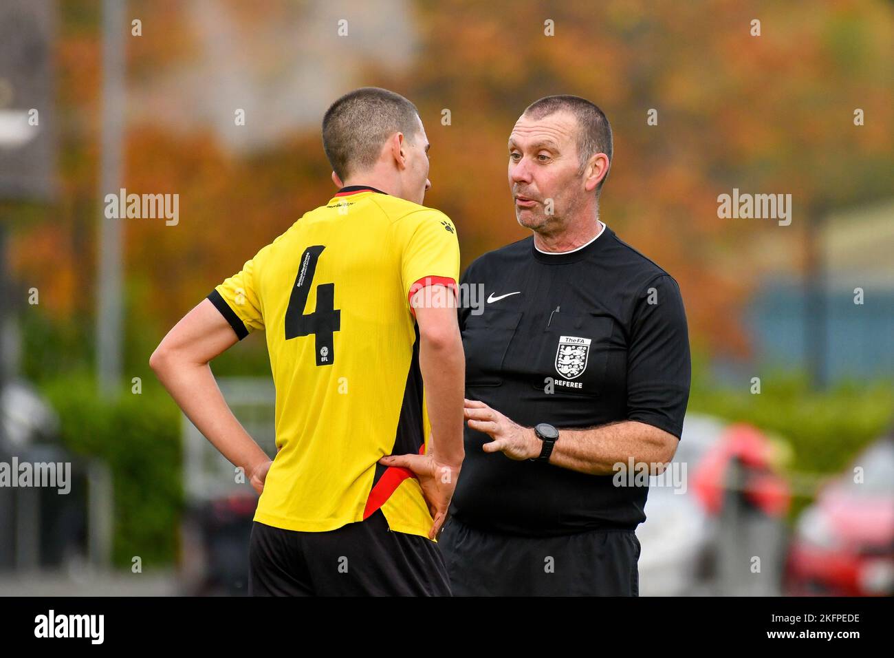 Swansea, Wales. 19 November 2022. Match Referee Mark Loughlin has a ...