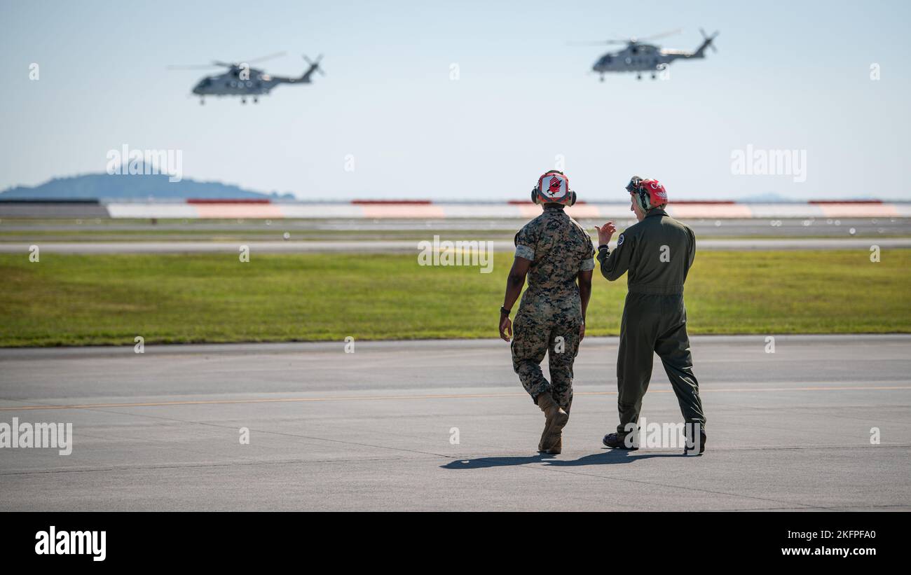 U.S. Marine Corps Sgt. Maj. Nicholas J. Underwood, left, sergeant major ...