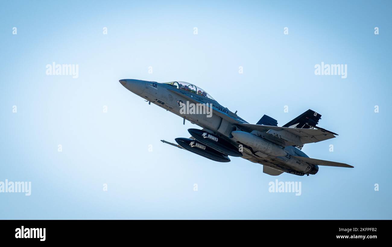 A U.S. Marine Corps F/A-18D Hornet aircraft with Marine All Weather ...