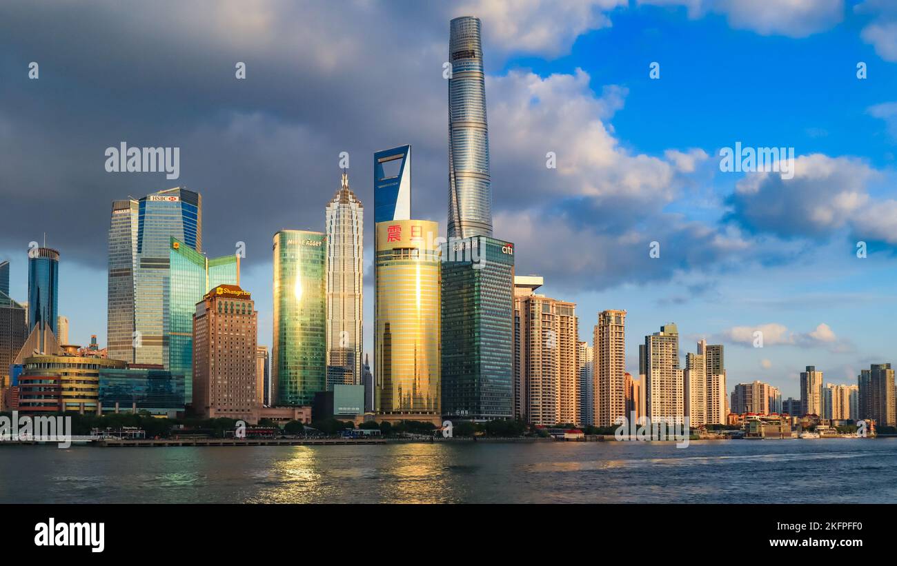 Shanghai, China city skyline on the Huangpu River view Stock Photo - Alamy