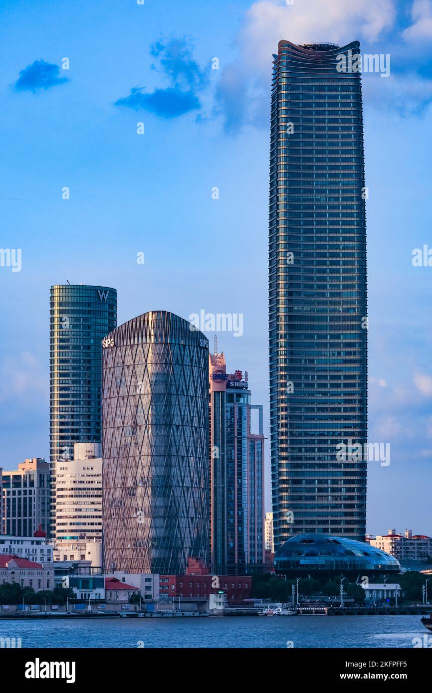 Shanghai, China city skyline on the Huangpu River view Stock Photo - Alamy