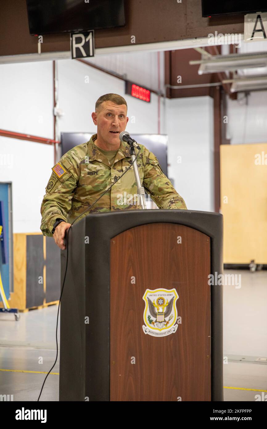 Command Sgt. Maj. Mason Riepe, the incoming battalion command sergeant ...