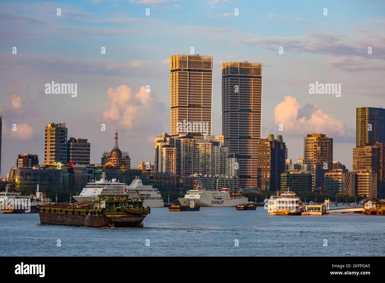 Shanghai, China city skyline on the Huangpu River view Stock Photo - Alamy