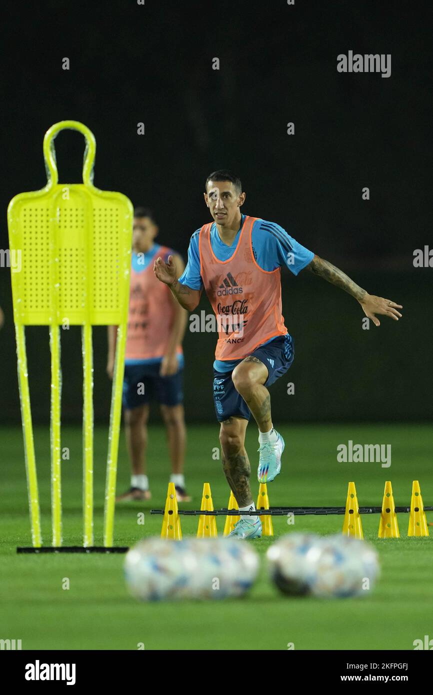 Doha, Qatar. 19th Nov, 2022. Angel Di Maria of Argentina attends a ...