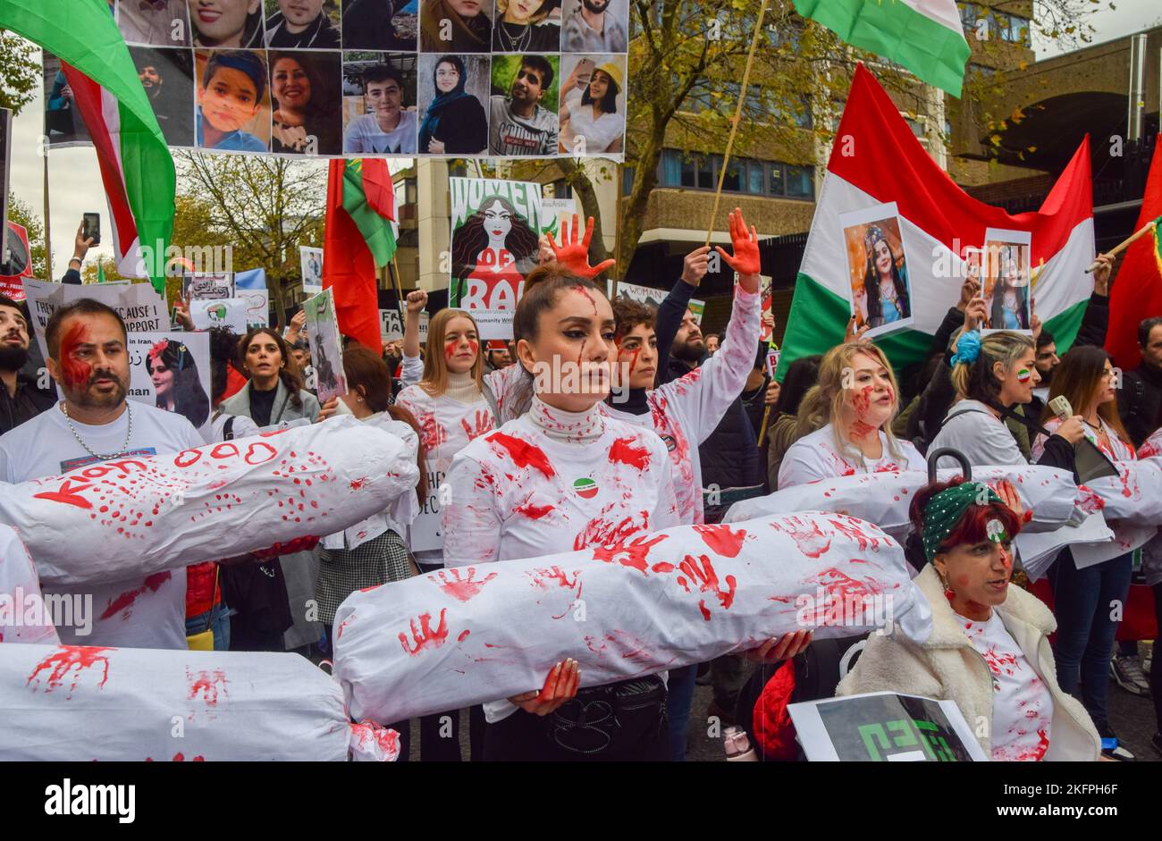 London, England, UK. 19th Nov, 2022. Women march through Knightsbridge ...