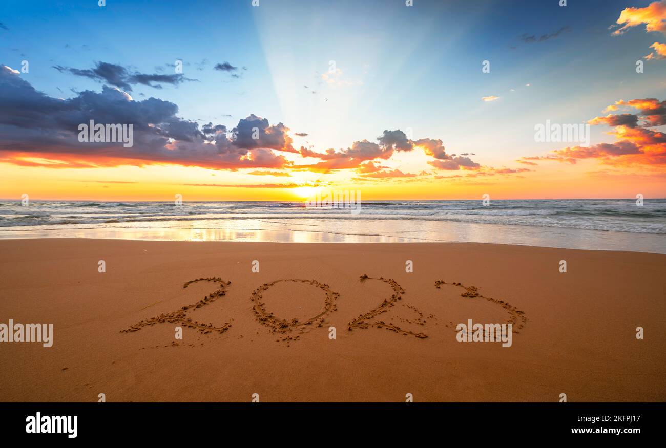 Beautiful sunset with 2023! Happy new year 2023 concept! Year 2023 ...