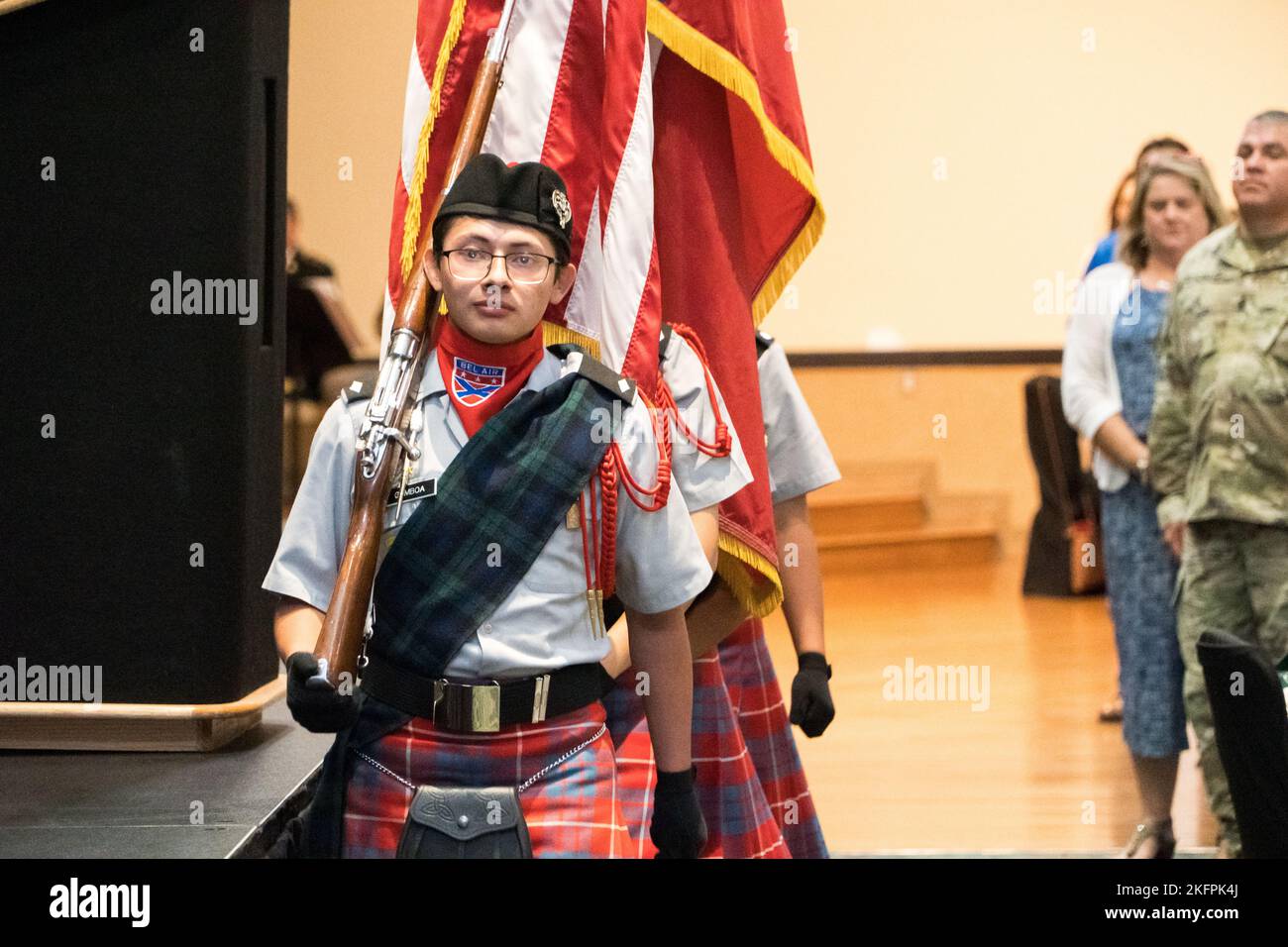 The Bel Air JROTC color guard of Ysleta ISD presents the colors as part ...