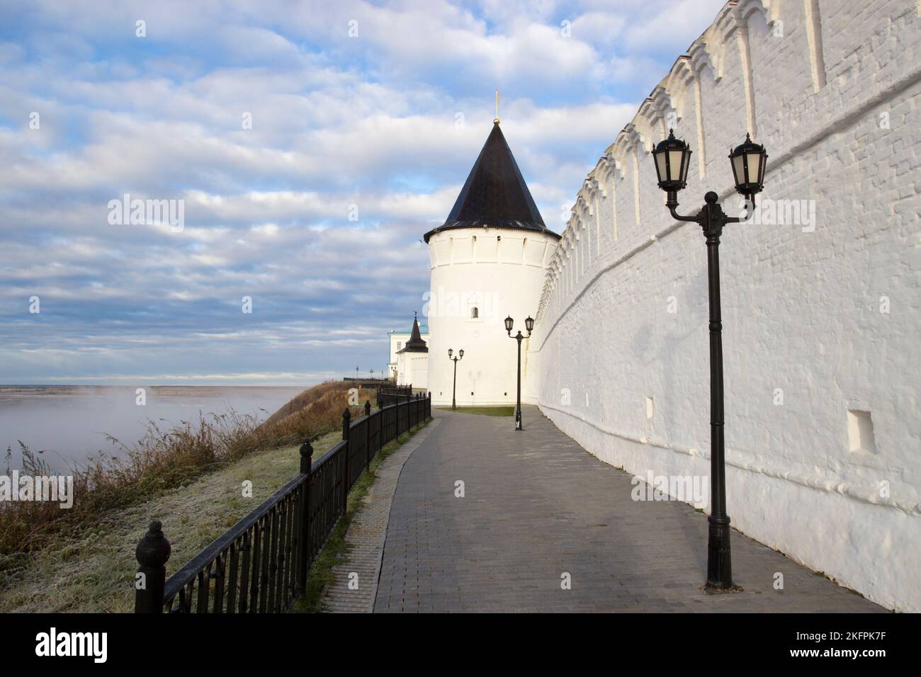 Tobolsk Kremlin. White stone fortress wall. Old Russian architecture of ...