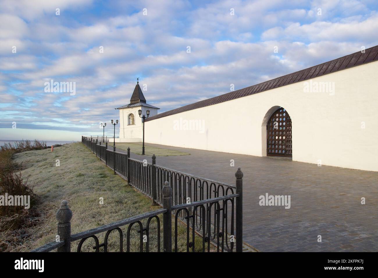 Tobolsk Kremlin. White stone fortress wall. Old Russian architecture of ...