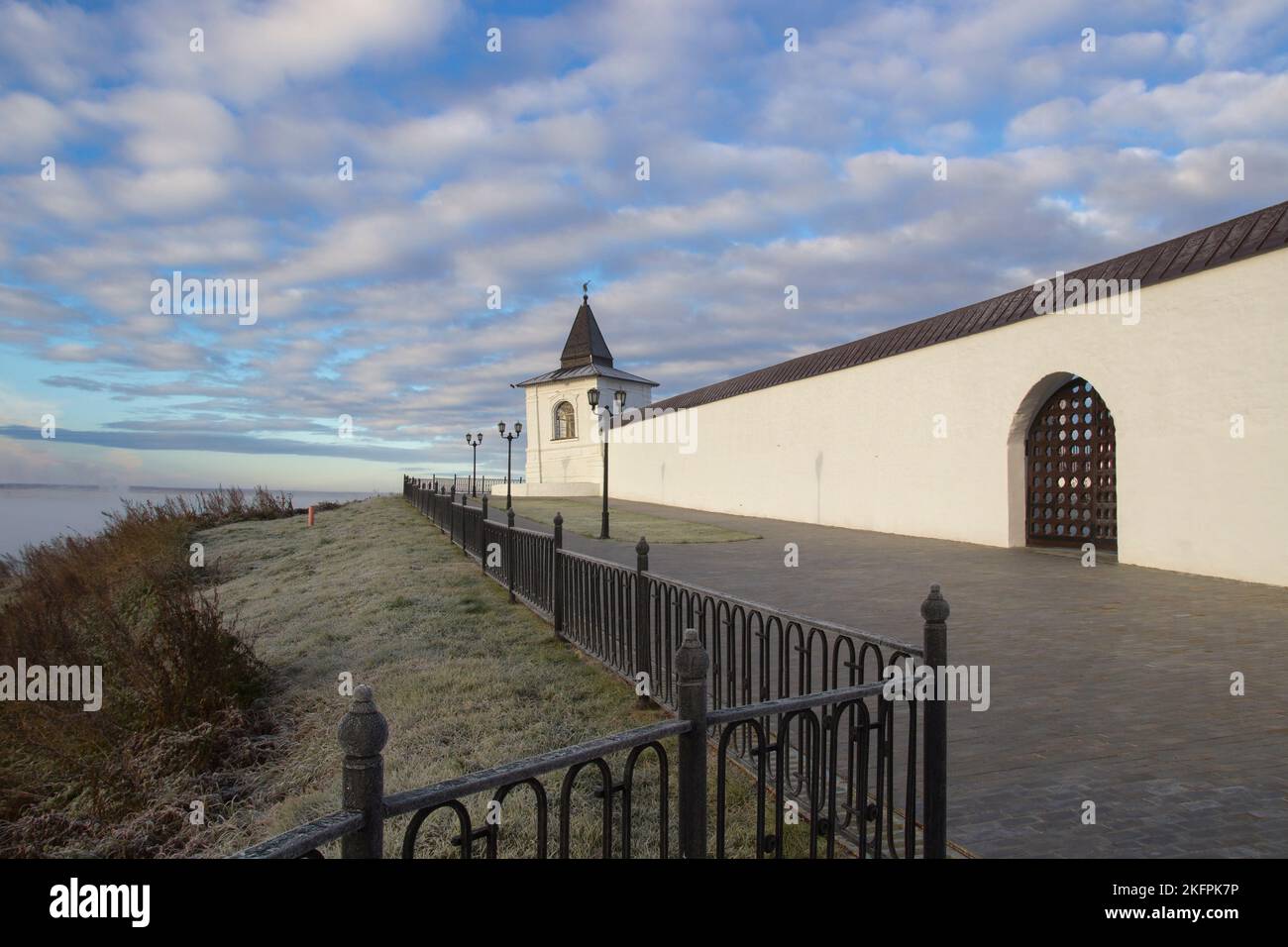 Tobolsk Kremlin. White stone fortress wall. Old Russian architecture of ...