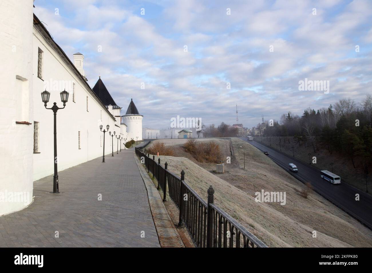 Tobolsk Kremlin. White stone fortress wall. Old Russian architecture of ...
