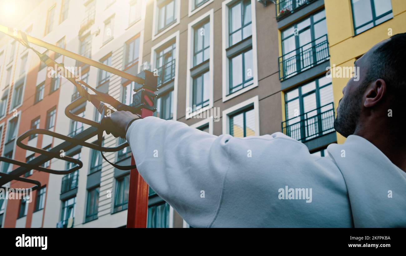 Powerful athlete latino african man active healthy sportsman fit strong ...