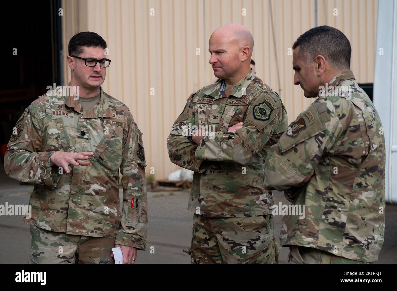 U.S. Air Force Lt. Col. Christopher Higgins, 354 Civil Engineering Squadron commander (left ...