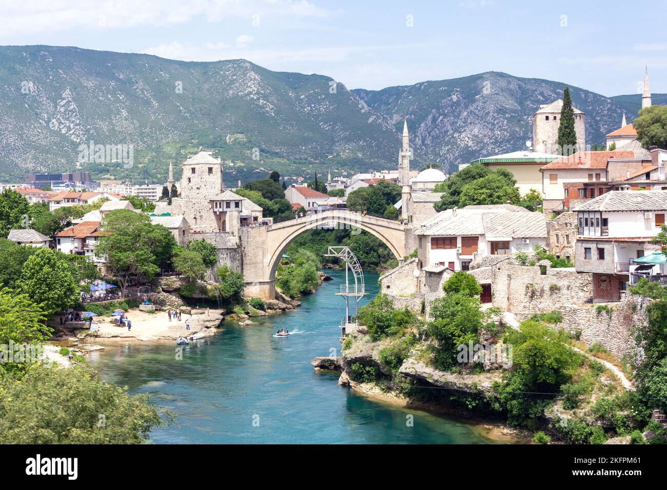 Stari Most (Mosta Bridge) over River Neretva, Old Town, Mostar, Bosnia ...