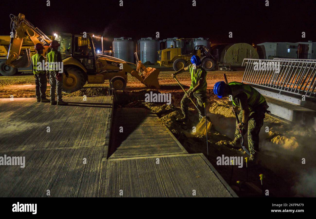 U.S. Airmen assigned to the 577th Expeditionary Prime BEEF Squadron ...