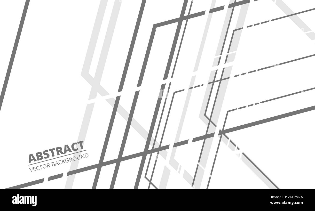 White modern geometric abstract background with gray lines and outlines ...