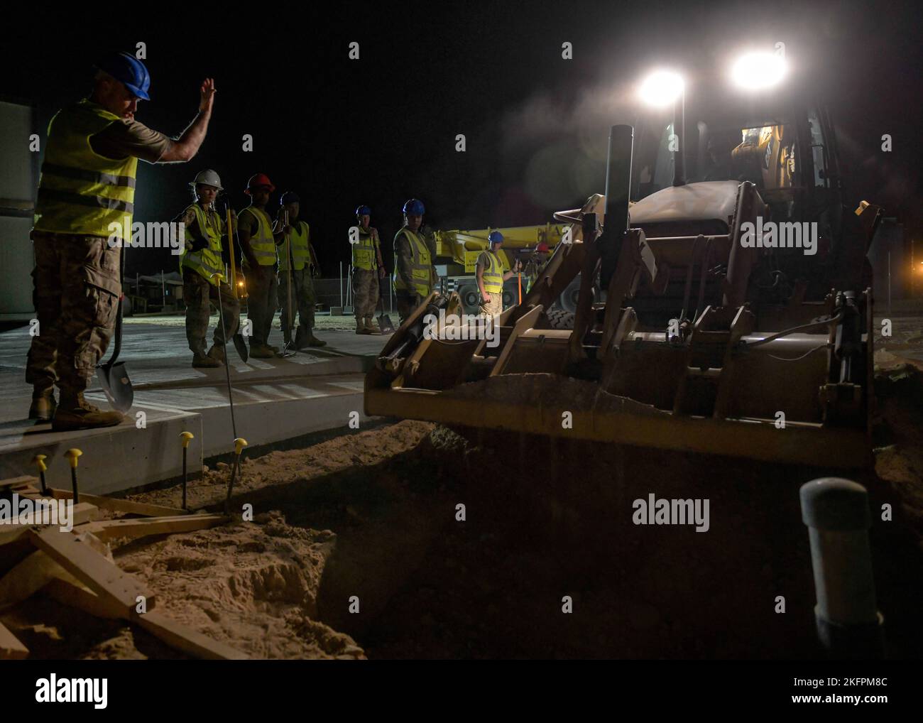 U.S. Airmen assigned to the 577th Expeditionary Prime BEEF Squadron and ...