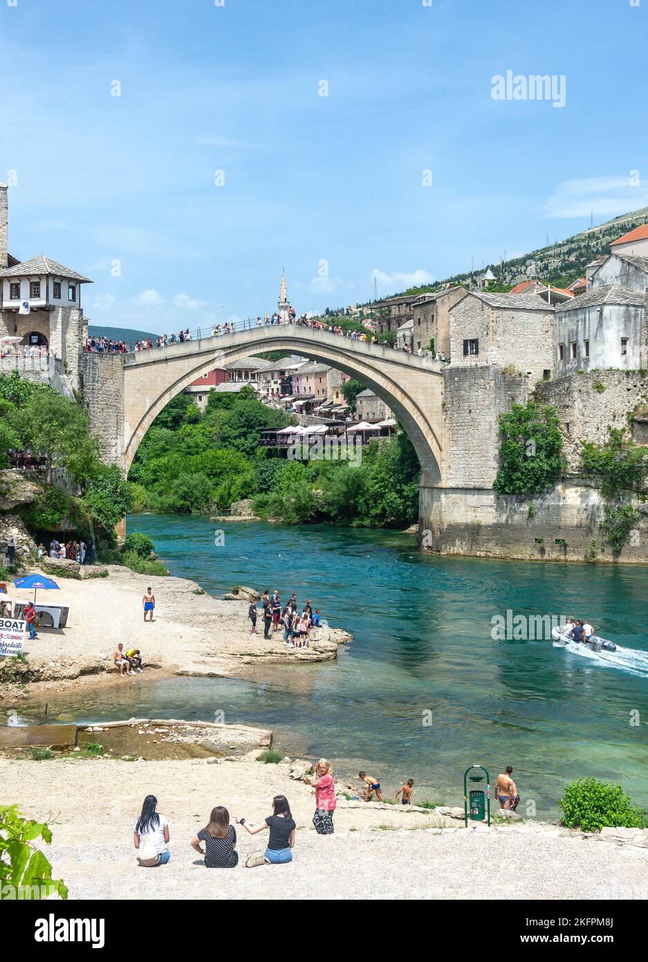 Stari Most (Mosta Bridge) over River Neretva, Old Town, Mostar, Bosnia ...