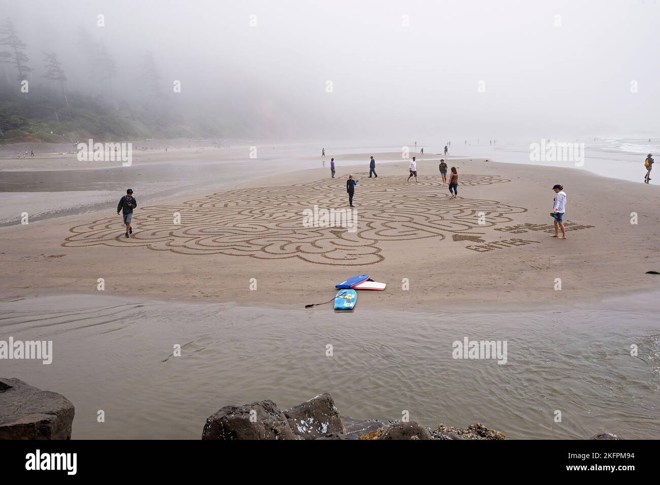 A beach maze on Indian Beach in Ecola Park, in Oregon USA Stock Photo ...