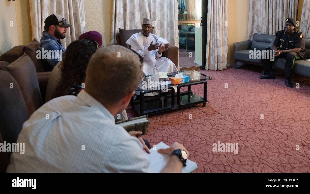 AGADEZ, Niger - Members of the 443rd Civil Affairs Battalion speak to ...