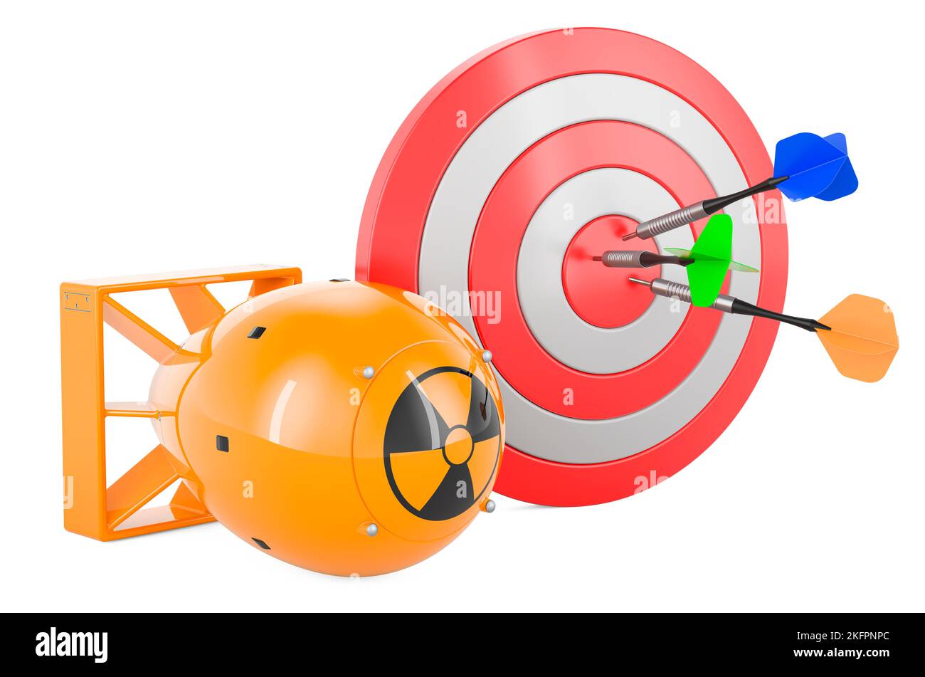 Atomic bomb with target, 3D rendering isolated on white background ...