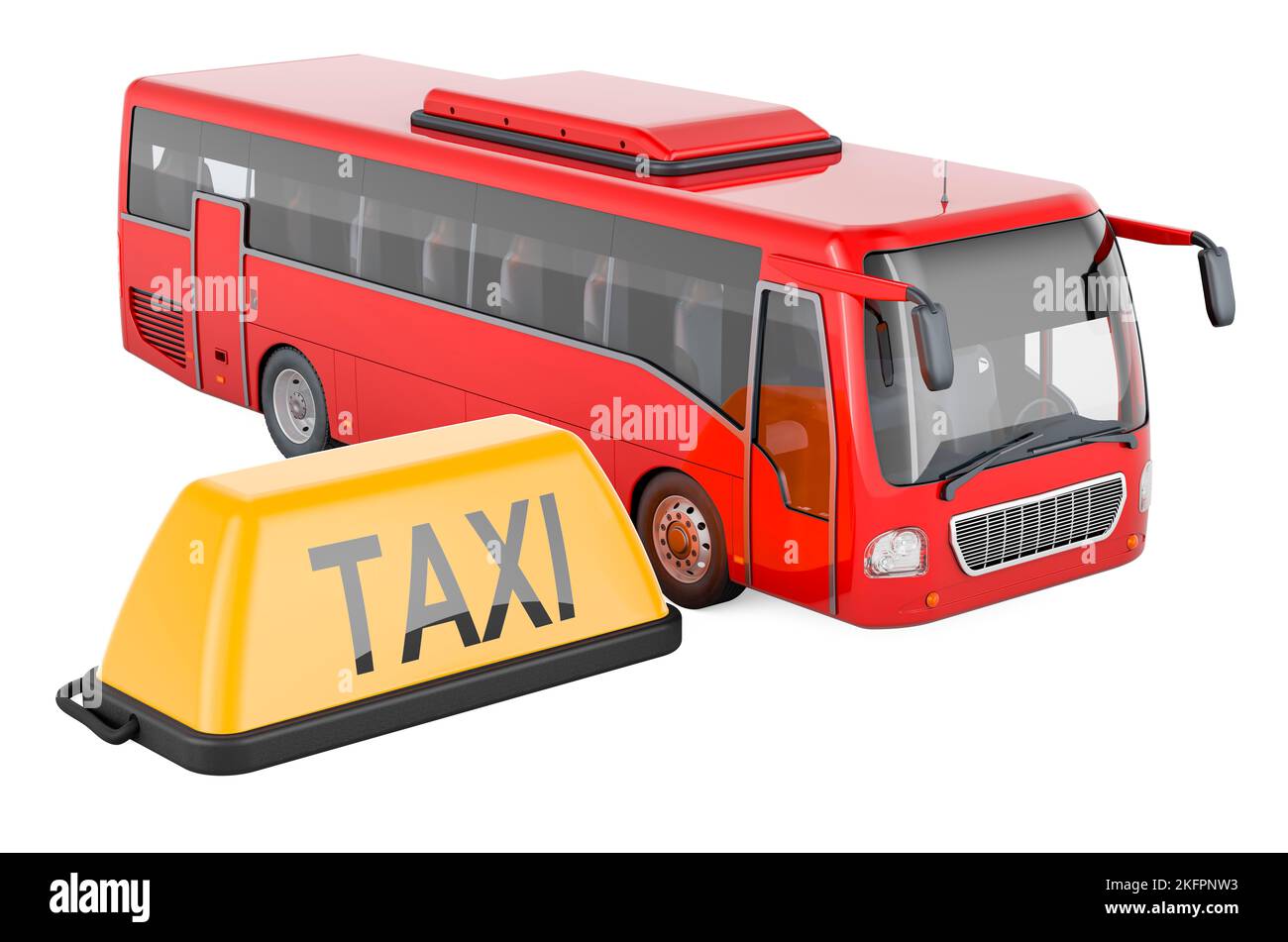Bus Taxi service concept. 3D rendering isolated on white background ...