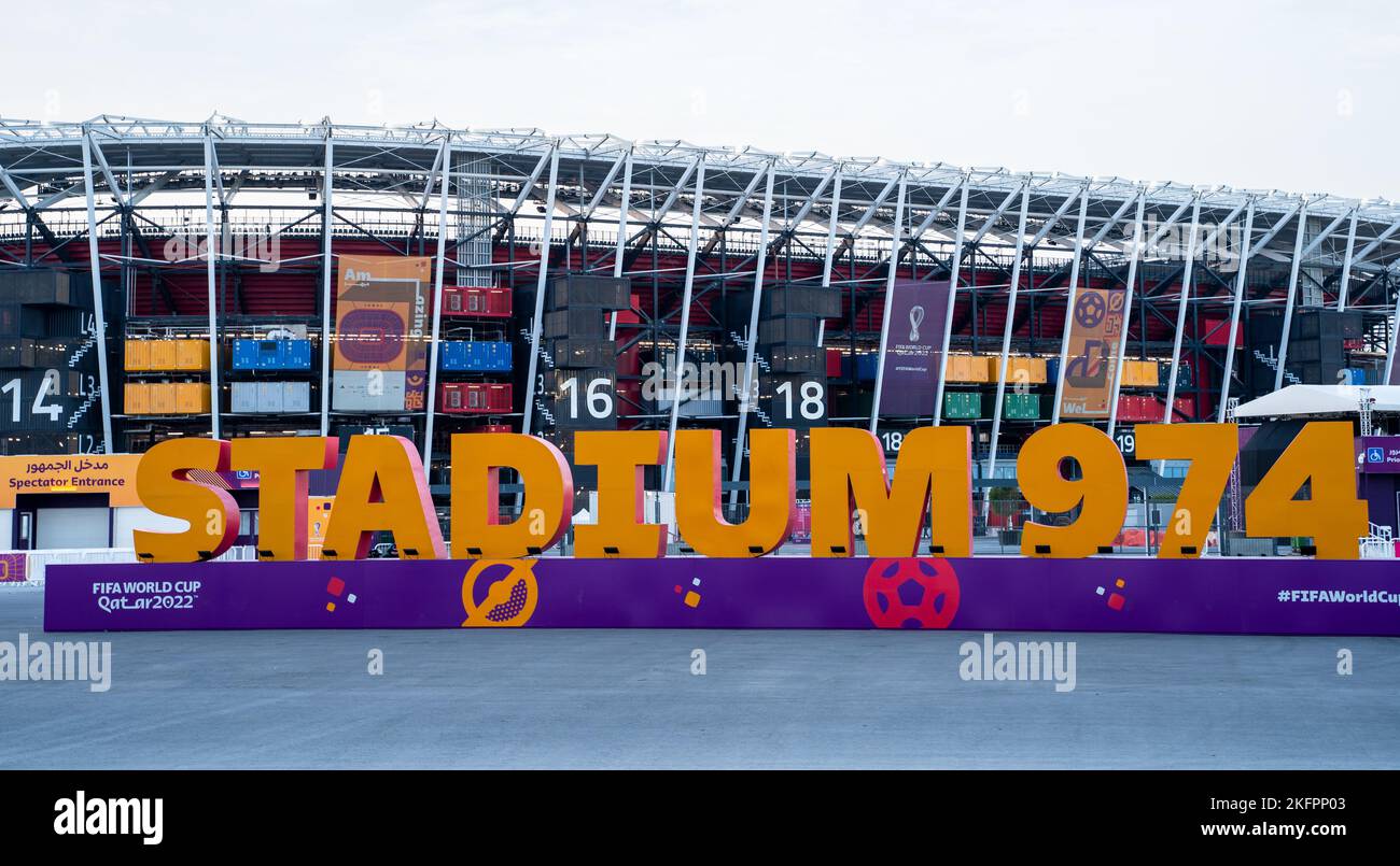 Doha, Qatar- Ocotber 10,2022 :Stadium 974 is a football stadium in Ras ...