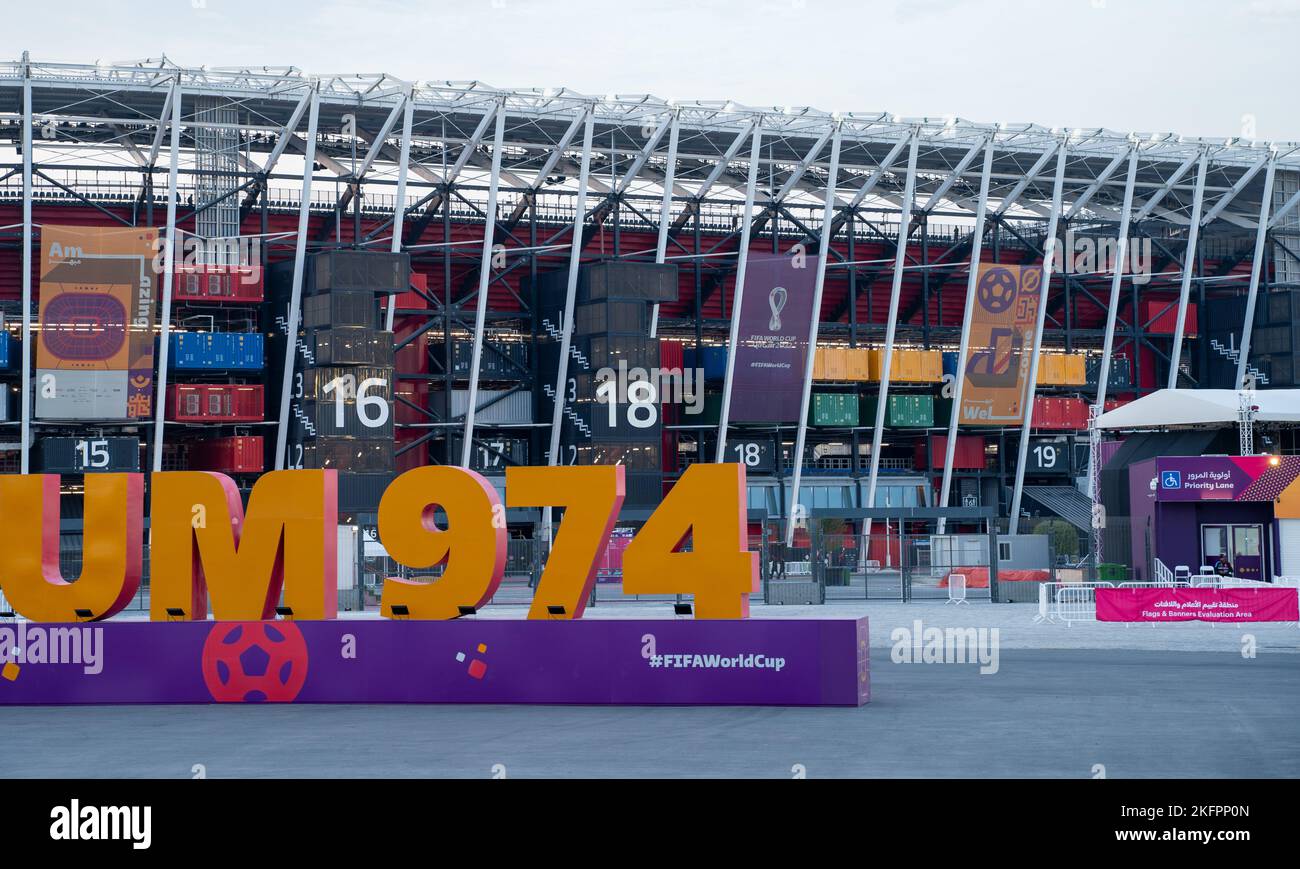 Doha, Qatar- Ocotber 10,2022 :Stadium 974 is a football stadium in Ras ...