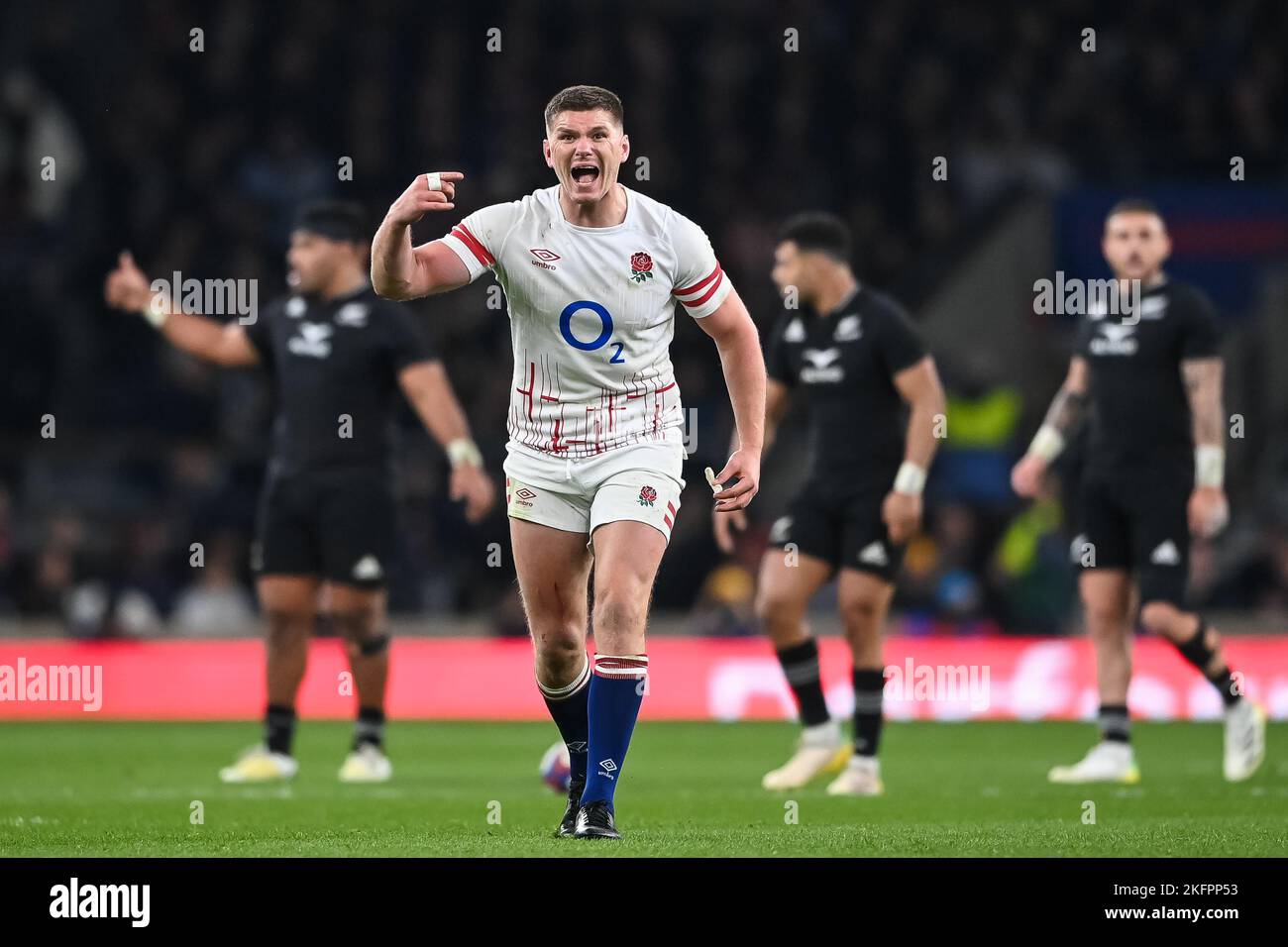 Owen Farrell of England gives his team instructions during the Autumn internationals match ...