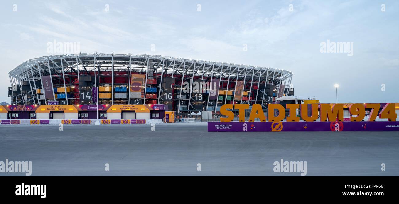 Doha, Qatar- Ocotber 10,2022 :Stadium 974 is a football stadium in Ras ...