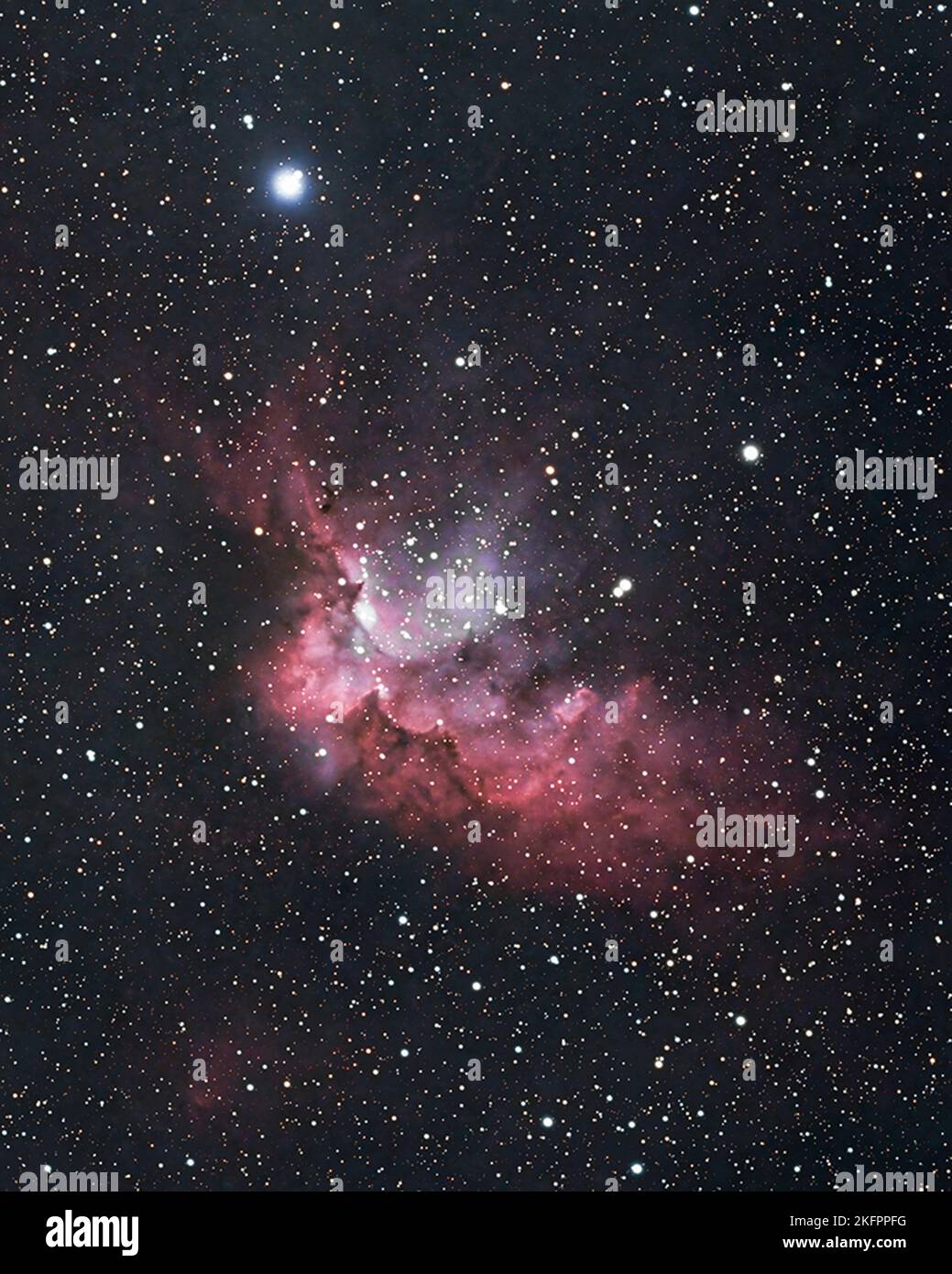 A vertical breathtaking view of Omega Nebula in starry night sky Stock ...
