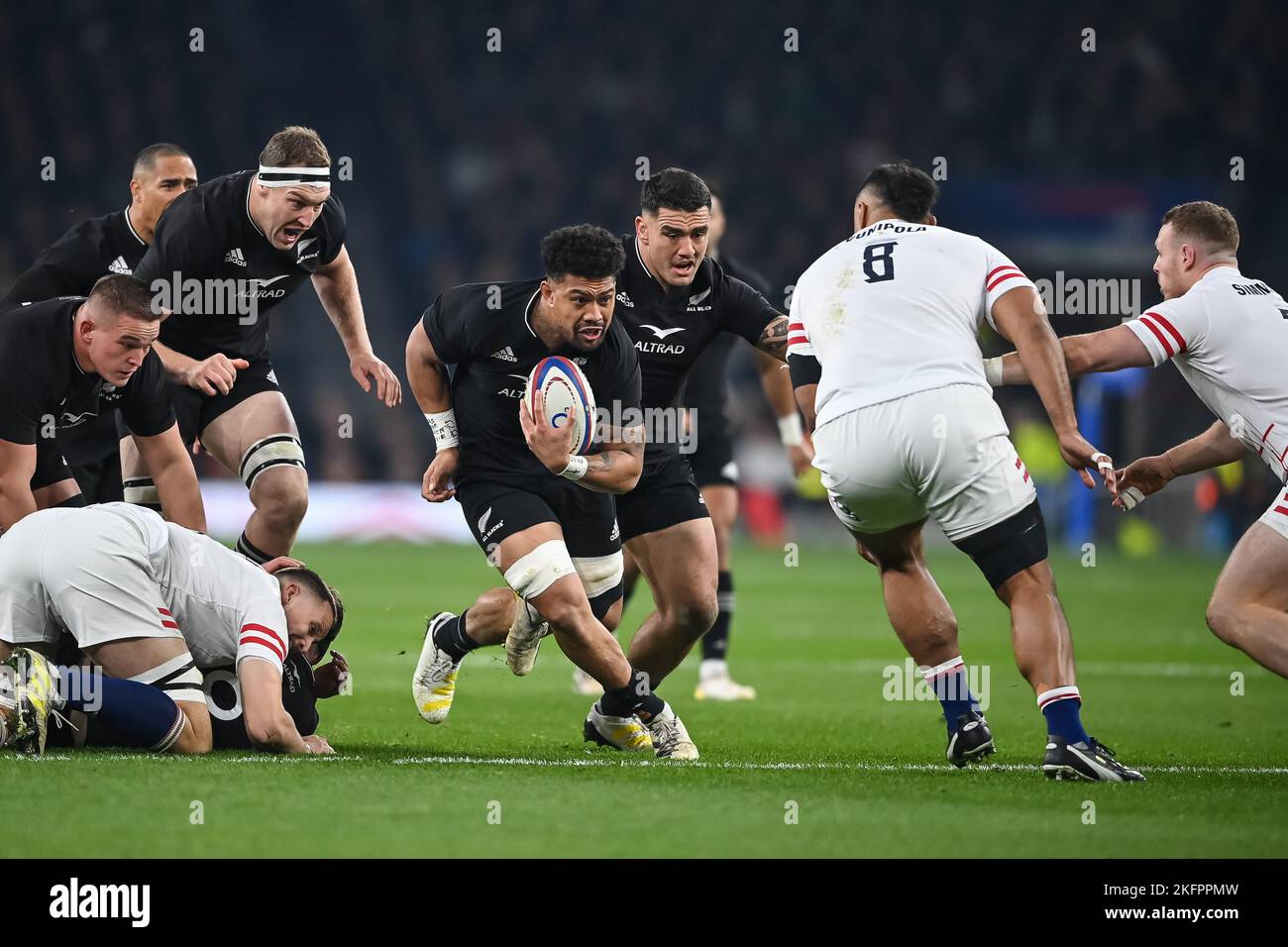 Ardie Savea of New Zealand makes a break during the Autumn ...