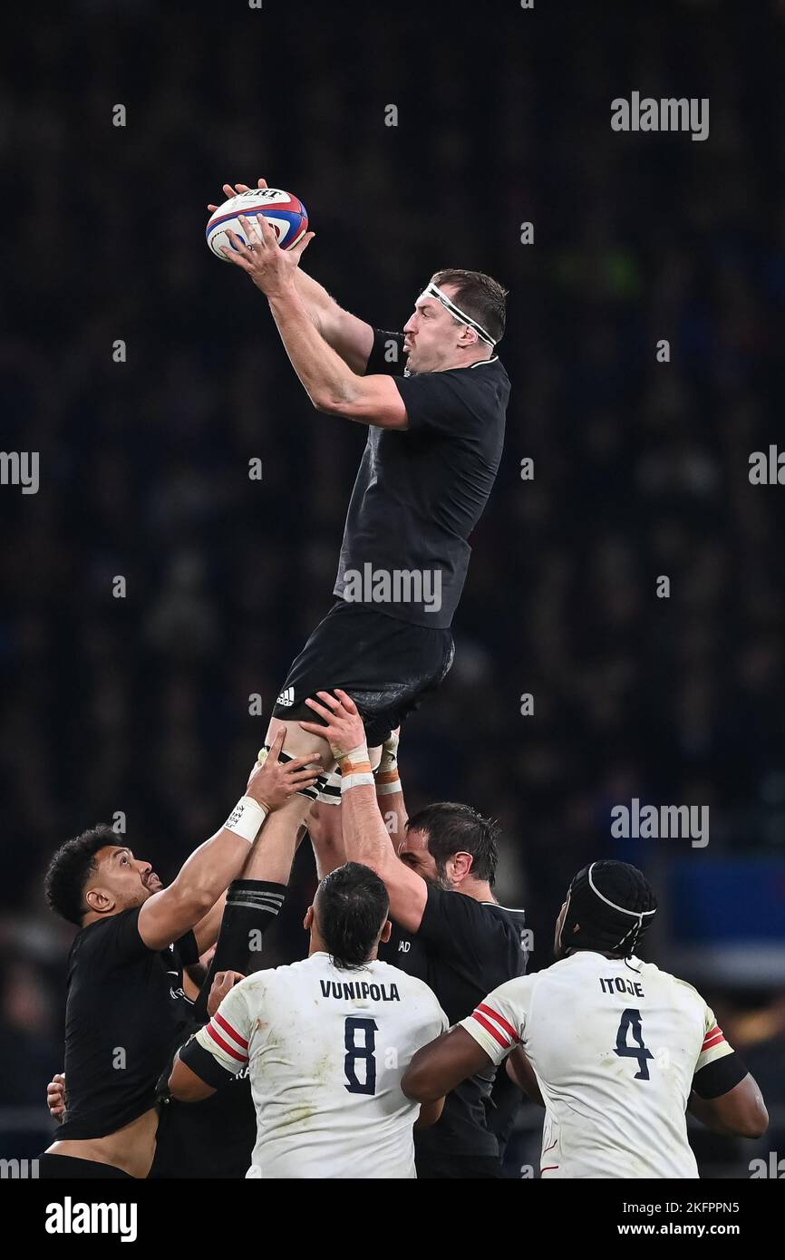 Brodie Retallick of New Zealand claims the line out during the Autumn ...