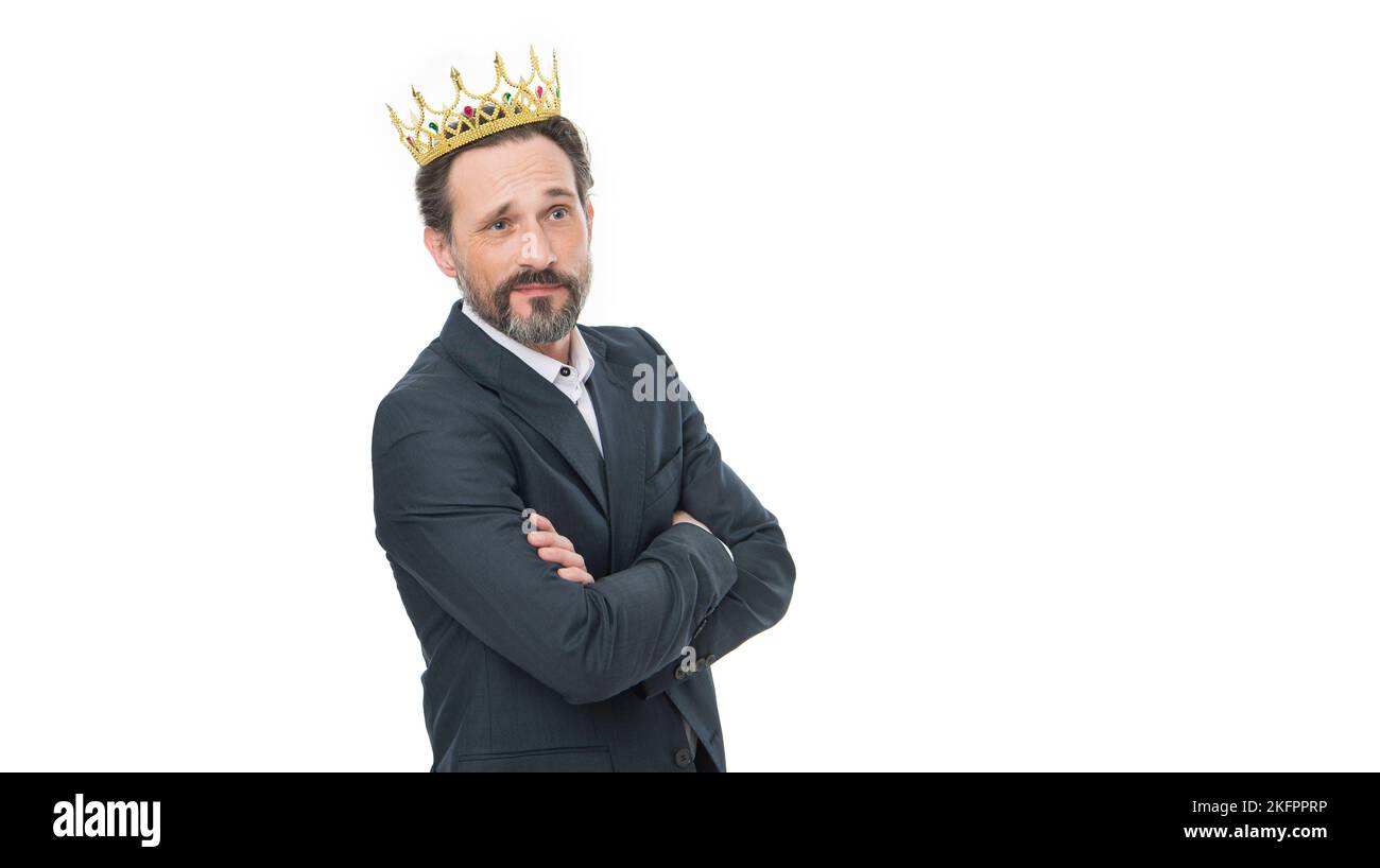 businessman egocentric with crown isolated on white. businessman ... businessman egocentric with crown isolated on white. businessman ...