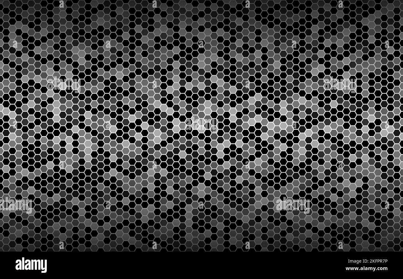 Black and white vector background with hexagonal mesh. Modern geometric ...
