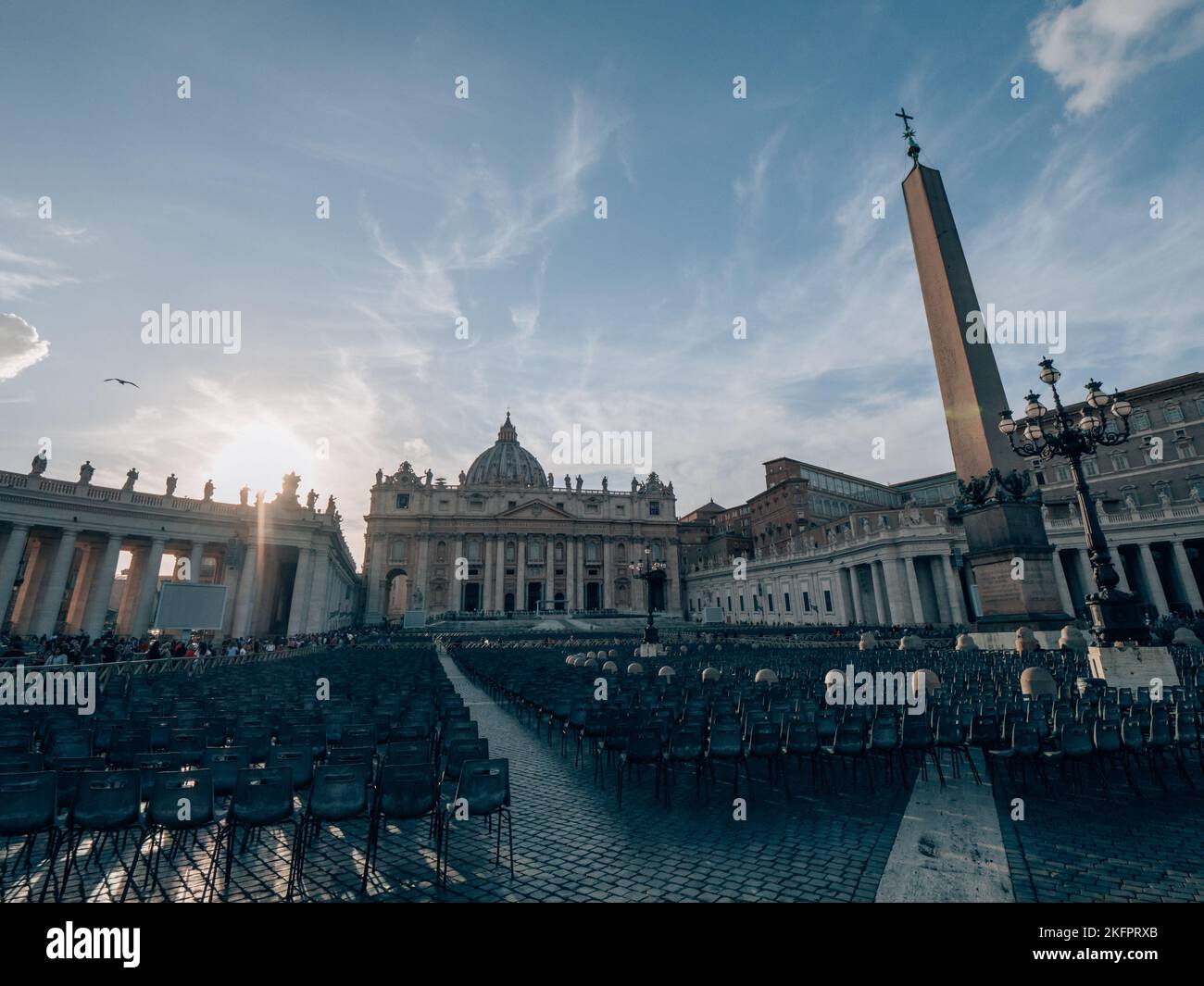 A panoramic view of the Egyptian obelisk in St Peters Square in the ...