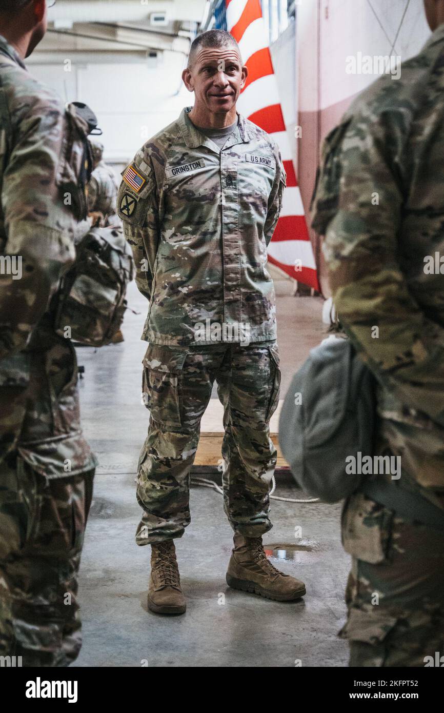 Sgt. Maj. of the Army Michael A. Grinston speaks to Soldiers competing ...