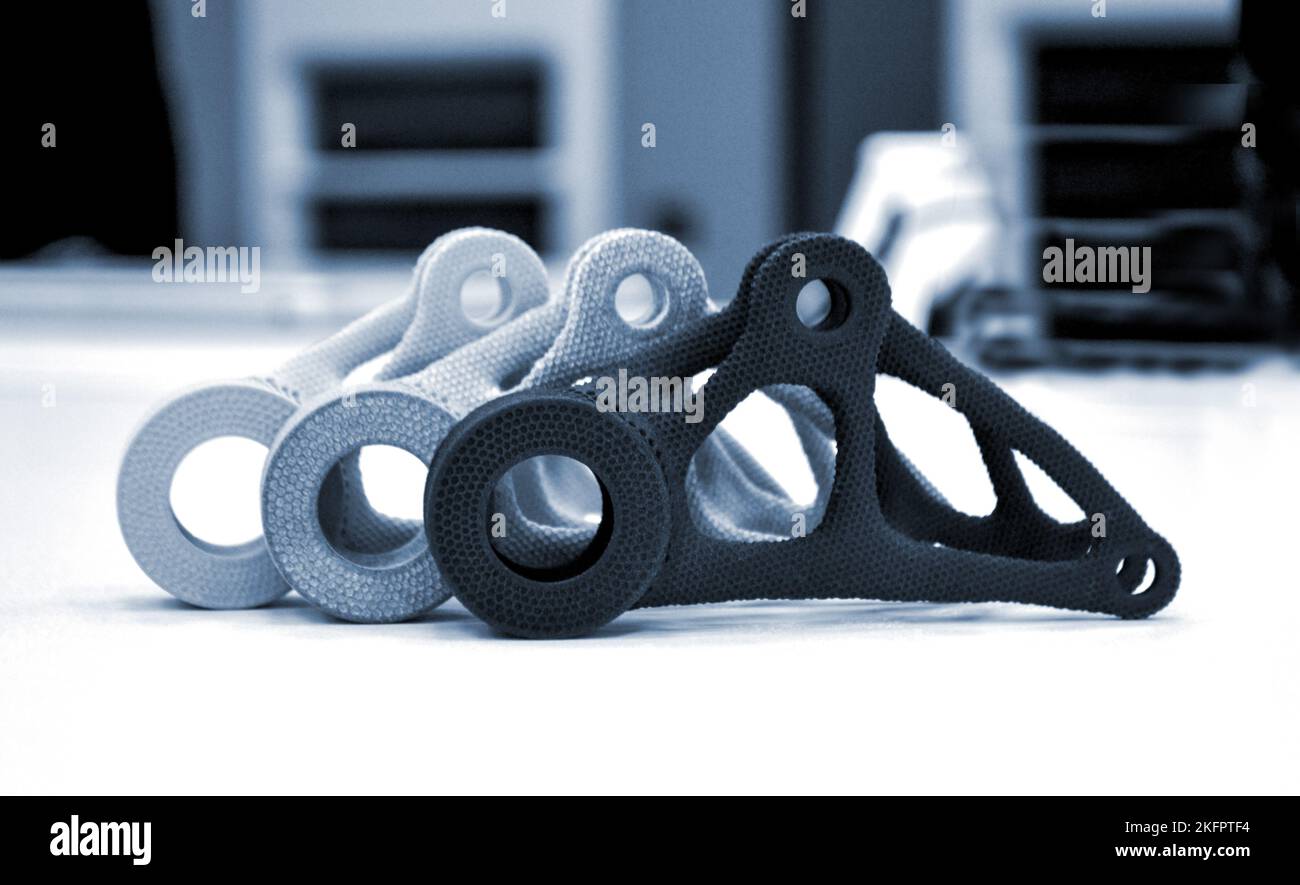 Models printed on 3D printer isolated on white background. Objects ...