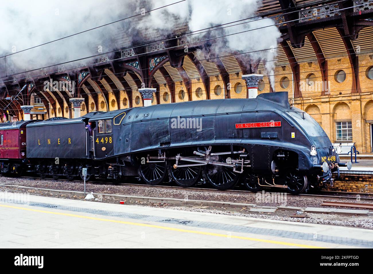 A4 Pacific no 4498 Sir Nigel Gresley arrives at York , England, 17th ...